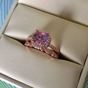 Jewelry | Pink Cz Rose Gold Engagement Ring Set | Poshmark